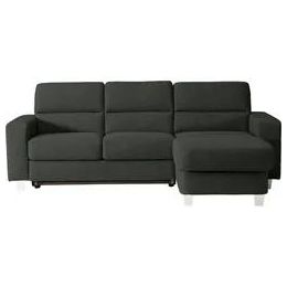 Ecksofa Alina "Ilana" Sofas Gr. B/H/T: 281cm x 90cm x 167cm, Struktur TTA, Recamiere rechts, mit Bettfunktion und Stauraum, schwarz (schwarz tta 10) wahlweise mit Bettfunktion und Stauraum