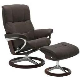 Relaxsessel stressless "Mayfair" Sessel Gr. Leder BATICK, Signature Base Braun, Relaxfunktion-Drehfunktion-PlusTMSystem-Gleitsystem-BalanceAdaptTM, B/H/T: 92cm x 103cm x 79cm, braun (braun batick) mit Hocker, Signature Base, Größe S, M & L, Gestell Braun