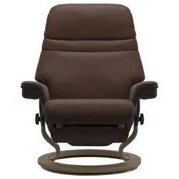 Relaxsessel stressless "Sunrise" Sessel Gr. Leder BATICK, PowerTM Leg & Back-mit Akku-Classic Base Eiche, Relaxfunktion-Drehfunktion-Integrierte Fußstütze-PlusTMSystem, B/H/T: 79cm x 103cm x 78cm, braun (malt brown batick) elektrisch verstellbar, optional 2-motorisch, Größe M & L