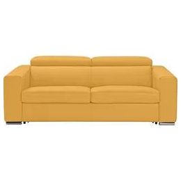 Schlafsofa Egoitaliano "Cabiria, Design und super Sitz- Liegekomfort" Sofas Gr. B/H/T: 226cm x 97cm x 103cm, Leder BULL, gelb Sofa inkl. Schlaffunktion, Kopfteile verstellbar, mit Metallfüßen