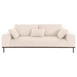 3-Sitzer Andas "Mikael" Sofas Gr. B/H/T: 232cm x 87cm x 103cm, Struktur weich, beige (creme) mit hochwertigem, gebeiztem Holzrahmen und 4 Zierkissen