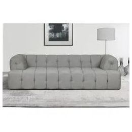 3-Sitzer Inosign "APERIRE B/T/H: 225/100/77 cm" Sofas Gr. B/H/T: 225cm x 77cm x 100cm, Struktur weich, grau (hellgrau) mit moderner aufwändiger Steppung tiefem Einzug, auch hinten