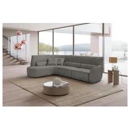 Ecksofa Egoitaliano "Puffy" Sofas Gr. B/H/T: 330cm x 88cm x 205cm, Luxus-Microfaser Lederoptik, Ottomane links, Mit Relaxfunktion, grau (steingrau) mit Ottomane, wahlweise und ohne elektrischer Relaxfunktion