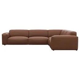 Ecksofa FLEXLUX "Lucera, super bequem durch hochwertigen Sitzaufbau mit Kaltschaum" Sofas Gr. B/H/T: 319cm x 73cm x 285cm, Echtleder, Schenkel rechts, braun (old chestnut brown) modern & anschmiegsam, L-Form, Designsofa