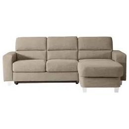 Ecksofa Alina "Ilana" Sofas Gr. B/H/T: 281cm x 90cm x 167cm, Struktur TTA, Recamiere rechts, mit Bettfunktion und Stauraum, grau (graubeige tta 4) wahlweise mit Bettfunktion und Stauraum