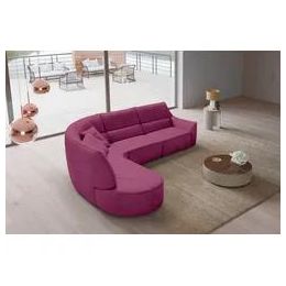 Ecksofa Egoitaliano "Puffy" Sofas Gr. B/H/T: 330cm x 88cm x 205cm, Luxus-Microfaser BLUSH, Ottomane links, Ohne Relaxfunktion, pink (fuchsia) mit Ottomane, wahlweise und ohne elektrischer Relaxfunktion