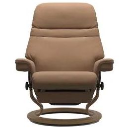 Relaxsessel stressless "Sunrise" Sessel Gr. Leder BATICK, PowerTM Leg & Back-ohne Akku-Classic Base Eiche, Relaxfunktion-Drehfunktion-Integrierte Fußstütze-PlusTMSystem, B/H/T: 88cm x 103cm x 78cm, braun (latte batick) elektrisch verstellbar, optional 2-motorisch, Größe M & L