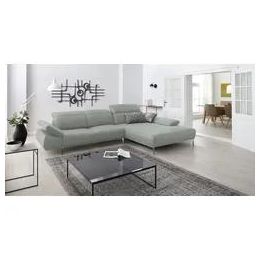 Ecksofa W.Schillig "levi" Sofas Gr. B/H/T: 344cm x 80cm x 207cm, Flachgewebe S22, Longchair rechts, mit Kopfteilverstellung-mit Armlehnenverstellung-ohne Sitztiefenverstellung, braun (sky s22) inklusive Kopfstützenverstellung & Seitenteilverstellung, Breite 344cm