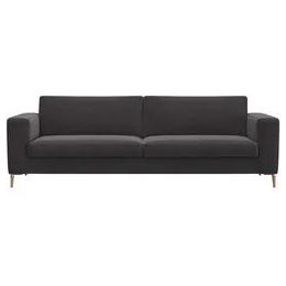 3-Sitzer FLEXLUX "Fiore, super Sitzkomfort durch Kaltschaum im Sitz" Sofas Gr. B/H/T: 229cm x 85cm x 92cm, Struktur, grau (charcoal gre) breite Armlehnen, Füße Alu+ Eiche