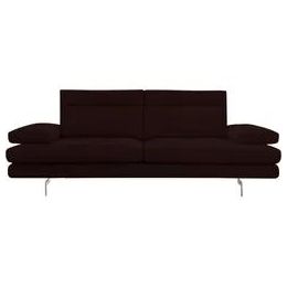 3-Sitzer Calia italia "Toby Wing, Designsofa mit hohem Sitzkomfort, bequem und elegant" Sofas Gr. B/H/T: 208 cm x 90 cm x 113 cm, Leder ANTARES, mit Sitztiefenverstellung-mit Armlehnenverstellung, braun (nutella antares) inklusive Sitztiefenverstellung, Füße in Chrom glänzend