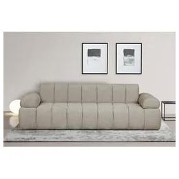 3-Sitzer Inosign "LYOTH" Sofas Gr. B/H/T: 220cm x 71cm x 93cm, Struktur weich, grau (taupe) moderne Steppung, Armlehnen in Kissenoptik, BTH: 2209371 vm