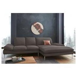 Ecksofa W.Schillig "enjoy&MORE" Sofas Gr. B/H/T: 310cm x 87cm x 185cm, Longlife Xtra-Leder Z59, Recamiere rechts, mit Kopfteilverstellung-mit Armlehnenverstellung-mit Sitztiefenverstellung, braun (braun z59) mit Sitztiefenverstellung, Füße Chrom glänzend, Breite 310 cm