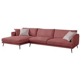 Ecksofa Egoitaliano "Sophia, Designsofa mit extrakomfortablem Sitzkomfort" Sofas Gr. B/H/T: 274cm x 77cm x 154cm, Leder BULL, Recamiere links, rot (burgundy) mit Daunenfederung, L-Form