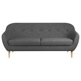 3-Sitzer Home Affaire "Roni" Sofas Gr. B/H/T: 191cm x 83cm x 84cm, Microfaser, grau (dunkelgrau) Wellenunterfederung für hohen Sitzkomfort, Massivholzfüße