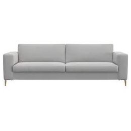 3-Sitzer FLEXLUX "Fiore, super Sitzkomfort durch Kaltschaum im Sitz" Sofas Gr. B/H/T: 229cm x 85cm x 92cm, Struktur, grau (stone grau) breite Armlehnen, Füße Alu+ Eiche