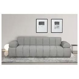 3-Sitzer Inosign "LYOTH" Sofas Gr. B/H/T: 220cm x 71cm x 93cm, Struktur weich, grau (hellgrau) moderne Steppung, Armlehnen in Kissenoptik, BTH: 2209371 vm