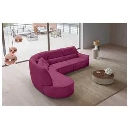 Ecksofa Egoitaliano "Puffy" Sofas Gr. B/H/T: 330cm x 88cm x 205cm, Luxus-Microfaser BLUSH, Ottomane links, Mit Relaxfunktion, pink (fuchsia) mit Ottomane, wahlweise und ohne elektrischer Relaxfunktion