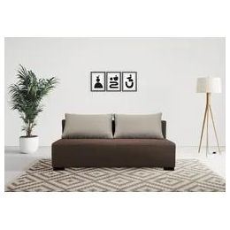 Schlafsofa Inosign "Tomar, 198cm, mit Bettfunktion (150/198cm) und" Sofas Gr. B/H/T: 198cm x 93cm x 95cm, Struktur fein, braun Bettkasten. Mit Federkernpolsterung.