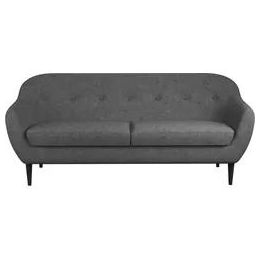 3-Sitzer Home Affaire "Roni" Sofas Gr. B/H/T: 191cm x 83cm x 84cm, Microfaser, grau (dunkelgrau) Wellenunterfederung für hohen Sitzkomfort, Massivholzfüße