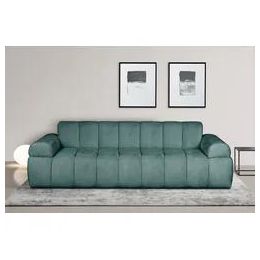 3-Sitzer Inosign "LYOTH" Sofas Gr. B/H/T: 220cm x 71cm x 93cm, Chenille, blau (petrol) moderne Steppung, Armlehnen in Kissenoptik, BTH: 2209371 vm