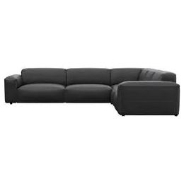 Ecksofa FLEXLUX "Lucera, super bequem durch hochwertigen Sitzaufbau mit Kaltschaum" Sofas Gr. B/H/T: 319cm x 73cm x 285cm, Echtleder, Schenkel rechts, schwarz (deep schwarz) modern & anschmiegsam, L-Form, Designsofa