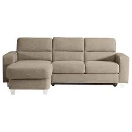 Ecksofa Alina "Ilana" Sofas Gr. B/H/T: 281cm x 90cm x 167cm, Struktur TTA, Recamiere links, ohne Funktion, grau (graubeige tta 4) wahlweise mit Bettfunktion und Stauraum