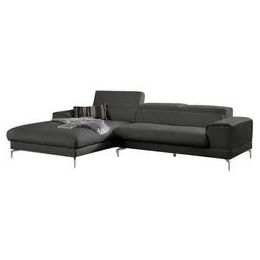 Ecksofa W.Schillig "piedroo" Sofas Gr. B/H/T: 303cm x 70cm x 193cm, Longlife Xtra-Leder Z69, Longchair links, mit Kopfteilverstellung-ohne Sitztiefenverstellung, grau (anthrazit z69) Kopfteilverstellung, wahlweise mit Sitztiefenverstellung, Breite 303cm