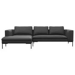 Ecksofa FLEXLUX "Loano" Sofas Gr. B/H/T: 298cm x 86cm x 169cm, Echtleder, Chaiselongue links, schwarz (deep black) modernes Sofa, frei im Raum stellbar, lose Kissen, Kaltschaum Sitz