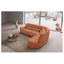 Ecksofa Egoitaliano "Puffy" Sofas Gr. B/H/T: 330cm x 88cm x 205cm, Leder BULL, Ottomane rechts, Ohne Relaxfunktion, rot (brick) mit Ottomane, wahlweise und ohne elektrischer Relaxfunktion