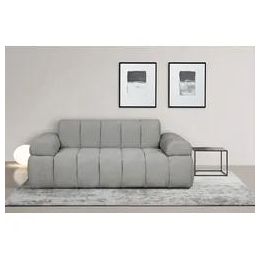 2-Sitzer Inosign "LYOTH" Sofas Gr. B/H/T: 180cm x 71cm x 93cm, Struktur weich, grau (hellgrau) moderne Steppung, Armlehnen in Kissenoptik, BTH: 1809371 cm