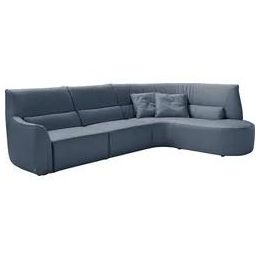 Ecksofa Egoitaliano "Puffy" Sofas Gr. B/H/T: 330cm x 88cm x 205cm, Leder BULL, Ottomane rechts, Ohne Relaxfunktion, grau (smoke) mit Ottomane, wahlweise und ohne elektrischer Relaxfunktion