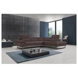 Ecksofa Egoitaliano "Queenie, extravagantes Sofa mit erstklassigem Sitzkomfort" Sofas Gr. B/H/T: 284 cm x 95 cm x 108 cm, Luxus-Microfaser in Lederoptik, Ottomane rechts, braun (mokka) mit verstellbaren Arm- und Rücken- bzw. Kopfteilen