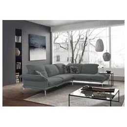 Ecksofa W.Schillig "sherry, Designsofa mit tollem Sitzkomfort, zeitlos und elegant, L-Form", grau (dunkelgrau v39), B:302cm H:81cm T:230cm, Longlife Xtra-Leder Z69: Das feinnarbige, gedeckte Softleder Z69 besticht durch seine außergewöhnliche Weichheit im trendigen u00bbVintage-Looku00ab, Hautstärke 0, 9 - 1, 1 mm, Schlingenpolgewebe W82 (74% Polyacryl, 26% Polyester), Chenillegewebe V34 (52% Poly