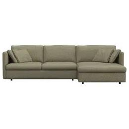 Ecksofa FLEXLUX "Lovane" Sofas Gr. B/H/T: 290cm x 84cm x 182cm, Bouclé, Chaiselongue rechts, grün (fall grün) Weich & anschmiegsam, große Sitztiefe auf Kaltschaum, Dekokissen inkl.