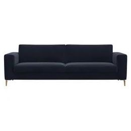 3-Sitzer FLEXLUX "Fiore, super Sitzkomfort durch Kaltschaum im Sitz" Sofas Gr. B/H/T: 229cm x 85cm x 92cm, Material, blau (royal blau) breite Armlehnen, Füße Alu+ Eiche