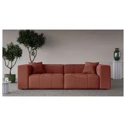 3-Sitzer Home Affaire "ERIZ Big Sofa, XXL, auch in Bouclé" Sofas Gr. B/H/T: 278 cm x 70 cm x 104 cm, Chenille, rot (dunkelrot) moderne Steppung, incl. 2 Zierkissen, BTH: 27810470 cm