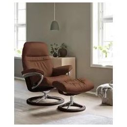 Relaxsessel stressless "Sunrise" Sessel Gr. Leder PALOMA, Relaxfunktion-Drehfunktion-PlusTMSystem-Gleitsystem-BalanceAdaptTM, B/H/T: 92cm x 105cm x 80cm, braun (copper paloma) mit Signature Base, Größe L, Gestell Braun