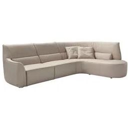 Ecksofa Egoitaliano "Puffy" Sofas Gr. B/H/T: 330cm x 88cm x 205cm, Leder BULL, Ottomane rechts, Ohne Relaxfunktion, grau (stone) mit Ottomane, wahlweise und ohne elektrischer Relaxfunktion