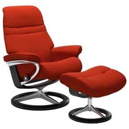 Relaxsessel stressless "Sunrise" Sessel Gr. ROHLEDER Stoff Q2 FARON, Relaxfunktion-Drehfunktion-PlusTMSystem-Gleitsystem-BalanceAdaptTM, B/H/T: 92cm x 105cm x 80cm, rot (rust q2 faron) mit Signature Base, Größe L, Gestell Schwarz