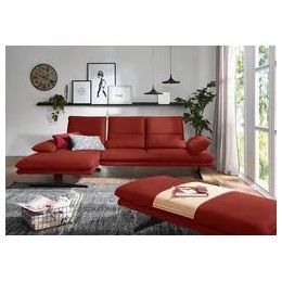 Ecksofa W.Schillig "broadway" Sofas Gr. B/H/T: 291cm x 94cm x 164cm, Stoff S37, Longchair links, mit Sitztiefenverstellung-ohne Kopfteilverstellung-mit Seitenteilverstellung, rot (marsala s37) Sitztiefenverstellung, Kopfteil- & Seitenteilverstellung, Breite 291cm