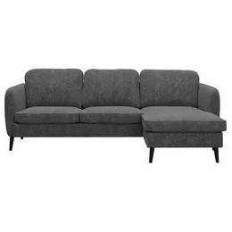 Ecksofa Inosign "Ikano" Sofas Gr. B/H/T: 225cm x 80cm x 143cm, Flachgewebe, Recamiere rechts, grau (dunkelgrau) Massivholz Konstruktion, Wellenunterfederung im Sitz