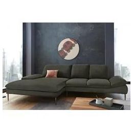 Ecksofa W.Schillig "enjoy&MORE" Sofas Gr. B/H/T: 310cm x 87cm x 185cm, Chenille-Flachgewebe R66, Recamiere links, mit Kopfteilverstellung-mit Armlehnenverstellung-mit Sitztiefenverstellung, grün (hunter r66) Sitztiefenverstellung, Füße bronze pulverbeschichtet, Breite 310 cm