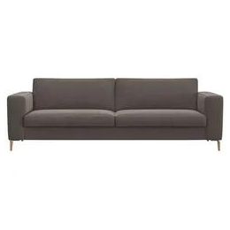 3-Sitzer FLEXLUX "Fiore, super Sitzkomfort durch Kaltschaum im Sitz" Sofas Gr. B/H/T: 229cm x 85cm x 92cm, Struktur, braun (taupe braun) breite Armlehnen, Füße Alu+ Eiche