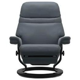 Relaxsessel stressless "Sunrise" Sessel Gr. Leder BATICK, PowerTM Leg & Back-ohne Akku-Classic Base Schwarz, Relaxfunktion-Drehfunktion-Integrierte Fußstütze-PlusTMSystem, B/H/T: 79cm x 103cm x 78cm, blau (atlantic blue batick) elektrisch verstellbar, optional 2-motorisch, Größe M & L