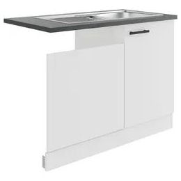 Spülenschrank Optifit "Palma", weiß (weiß, weiß, anthrazit), B:110cm H:84,8cm T:60cm, Spanplatte, Schränke, Breite 110 cm, geeignet für teilintegrierte Geschirrspüler