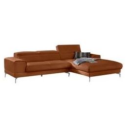 Ecksofa W.Schillig "piedroo" Sofas Gr. B/H/T: 303 cm x 70 cm x 193 cm, Longlife Xtra-Leder Z69, Longchair rechts, mit Kopfteilverstellung-mit motorischer Sitztiefenverstellung, braun (cognac z69) Kopfteilverstellung, wahlweise mit Sitztiefenverstellung, Breite 303cm