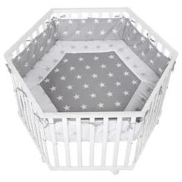 Laufgitter Roba "Little Stars, natur, 6-eckig" beige (natur) Baby Laufställe mit Stoffeinlage und Nestchen