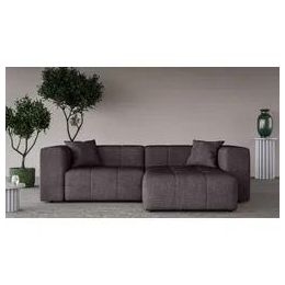 Ecksofa Home Affaire "ERIZ auch in Bouclé L-Form" Sofas Gr. B/H/T: 278cm x 70cm x 176cm, Bouclé, Ottomane rechts, grau (anthrazit) moderne Steppung, incl. 2 Zierkissen, BTH: 27817670 cm