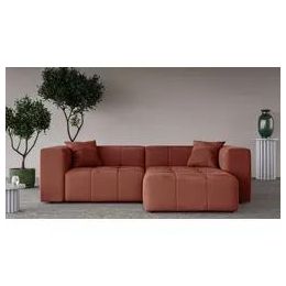 Ecksofa Home Affaire "ERIZ auch in Bouclé L-Form" Sofas Gr. B/H/T: 278cm x 70cm x 176cm, Chenille, Ottomane rechts, rot (dunkelrot) moderne Steppung, incl. 2 Zierkissen, BTH: 27817670 cm