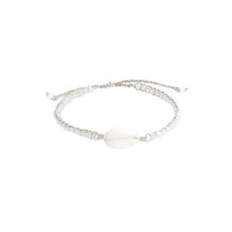 SAMAPURA Armband Kristall-Regenbogen-Muschel-Armband, Silber Faden, weiß